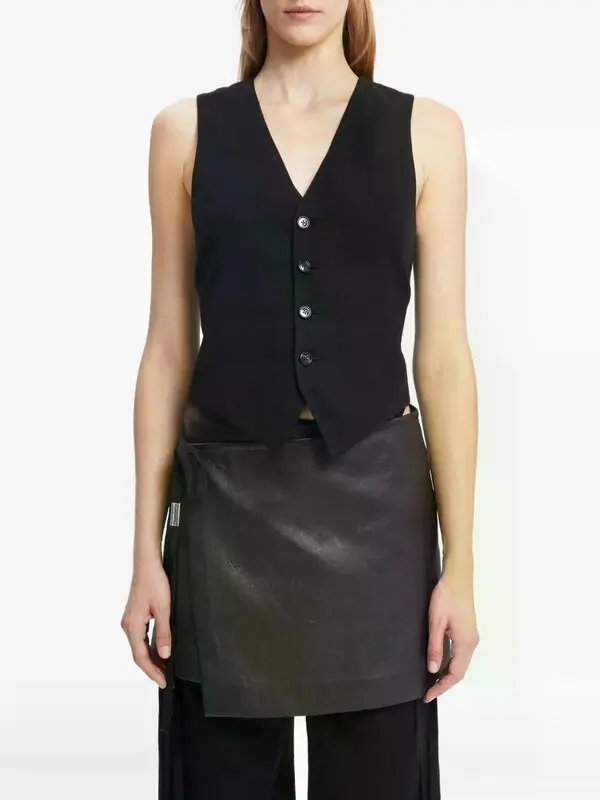 ANN DEMEULEMEESTER Double Gauze Waistcoat - Black
