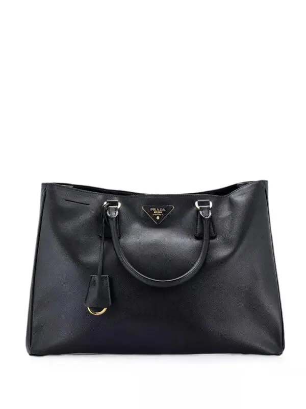Prada Lux Open Saffiano Leather North South Tote Bag - Black