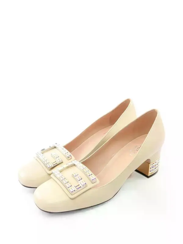 Gucci 2020s G Logo Rhinestone Pumps - Neutrals