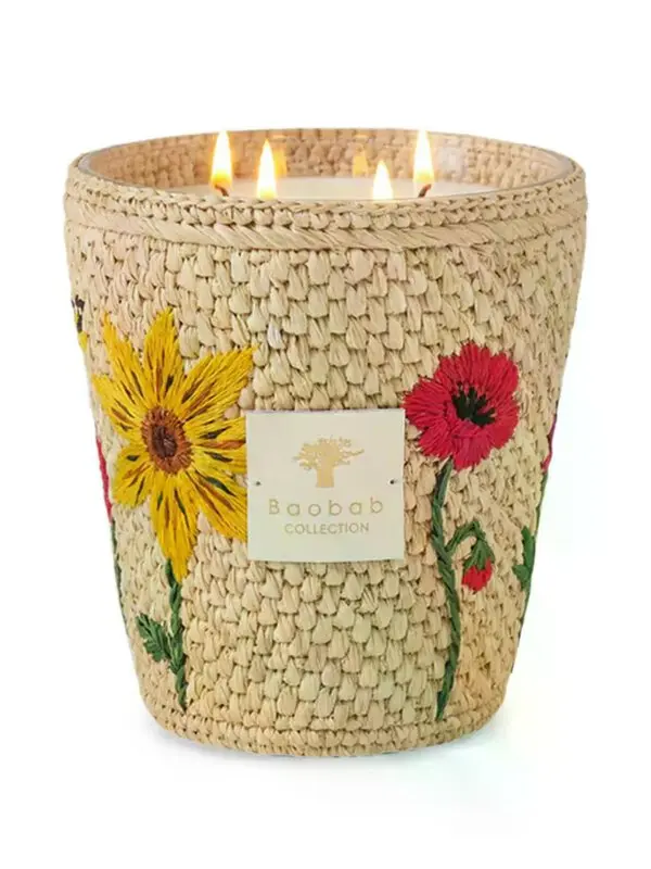 BAOBAB COLLECTION Vony Ahitra Floral-embroidered Candle - Neutrals