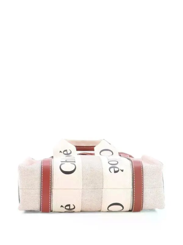 Chloé Woody Canvas With Leather Small Tote Bag - Brown
