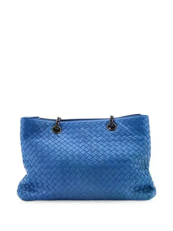 Bottega Veneta Double Chain Intrecciato Nappa Medium Tote Bag - Blue
