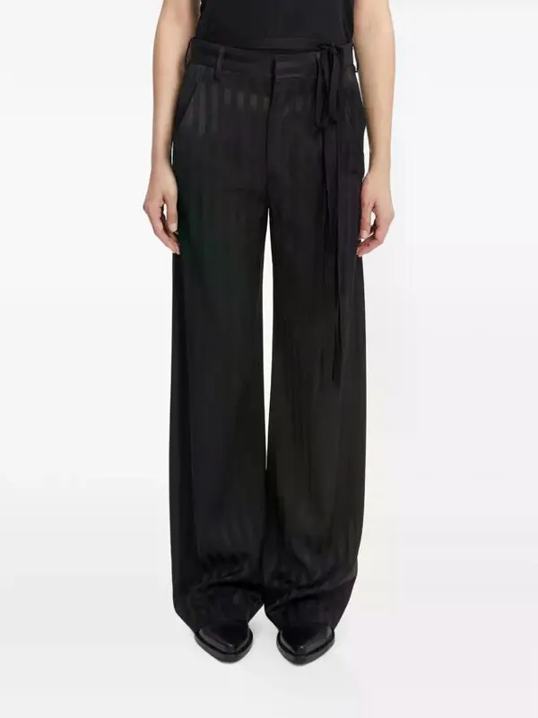 ANN DEMEULEMEESTER Anneke Striped-satin Trousers - Black