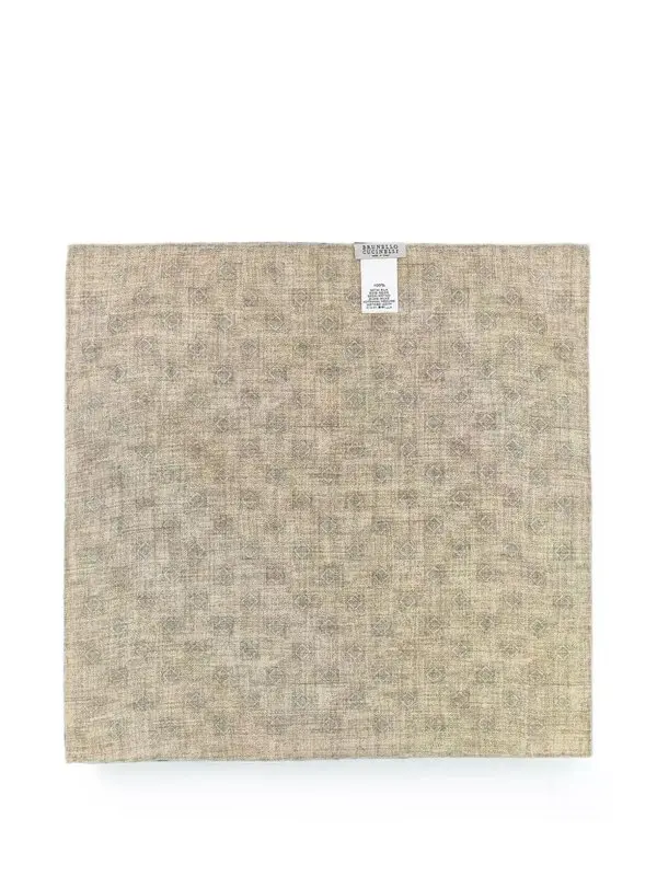 Brunello Cucinelli Geometric-print Silk Pocket Square - Neutrals