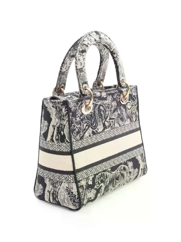 Dior 2010s Medium Lady D-lite Toile De Jouy Tote Bag - Blue