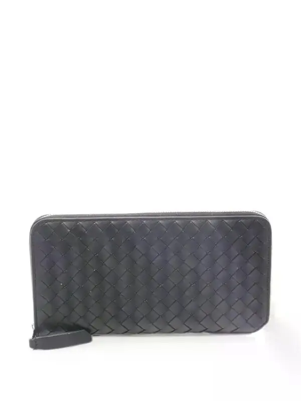 Bottega Veneta 2010s Intrecciato Zip-around Wallet - Black