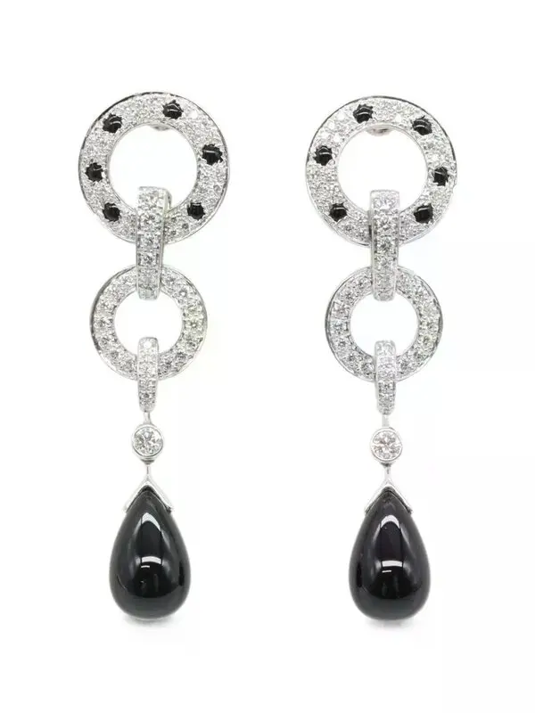 Cartier 2010s Panthère Diamond And Onyx Earrings - Silver
