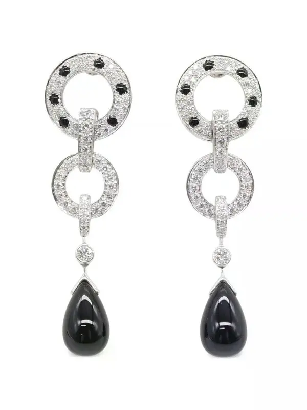 Cartier 2010s Panthère Diamond And Onyx Earrings - Silver