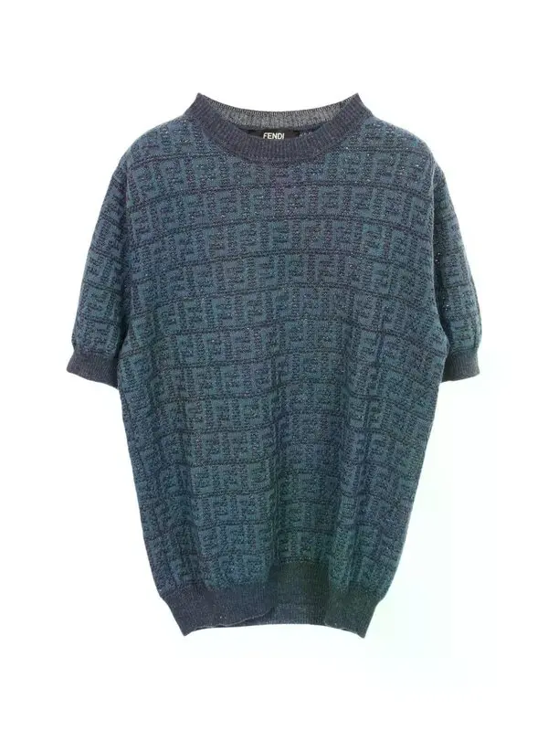 Fendi 2010s Zucca Knit T-shirt - Blue