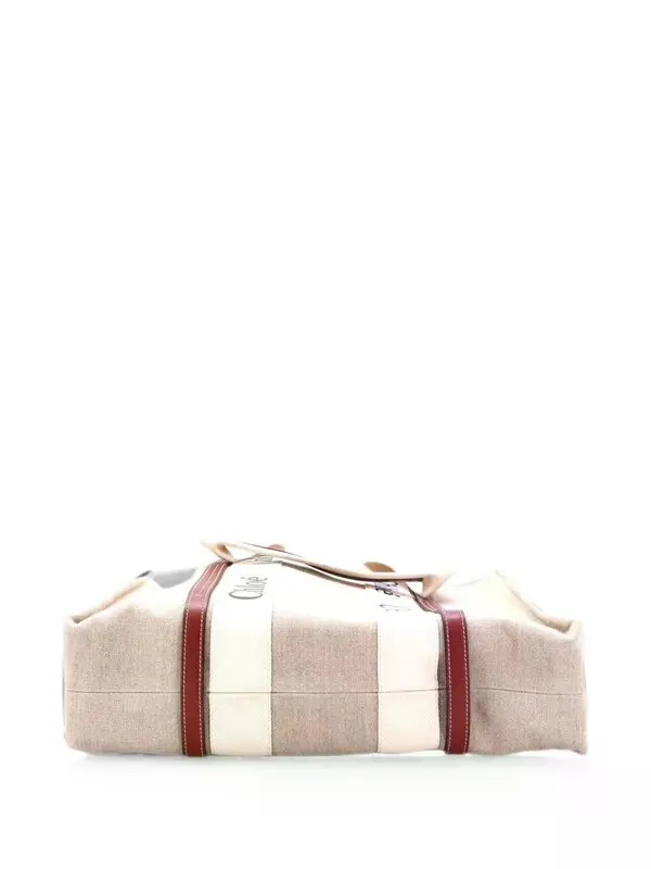 Chloé Woody Canvas With Leather Large Tote Bag - Brown