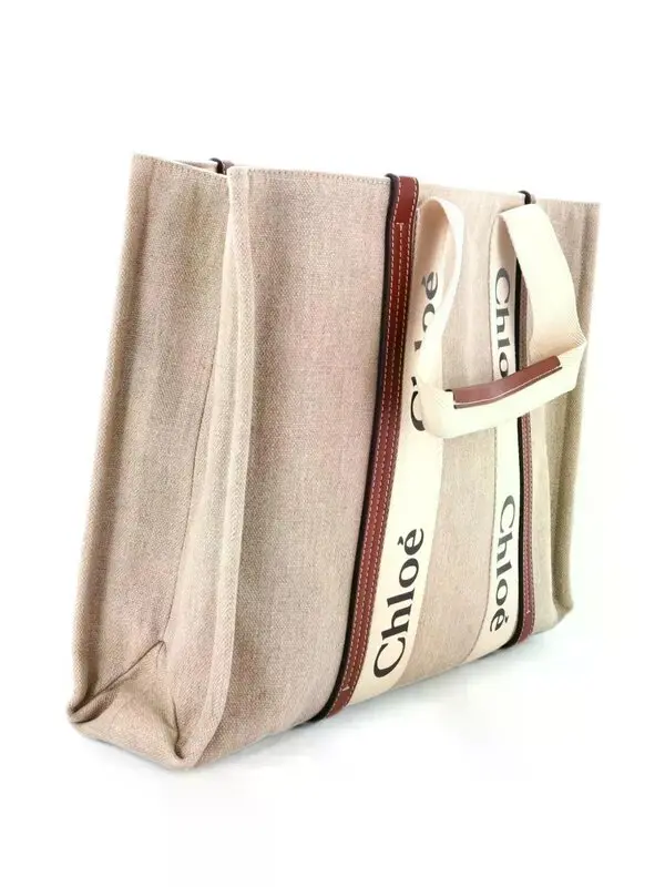 Chloé Woody Canvas With Leather Large Tote Bag