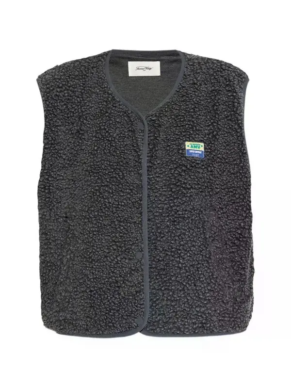 American Vintage Logo-patch Furry Gilet - Grey