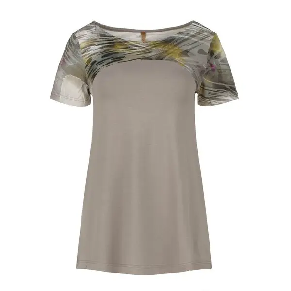 CONQUISTA Animal Print Detail Top - Grey