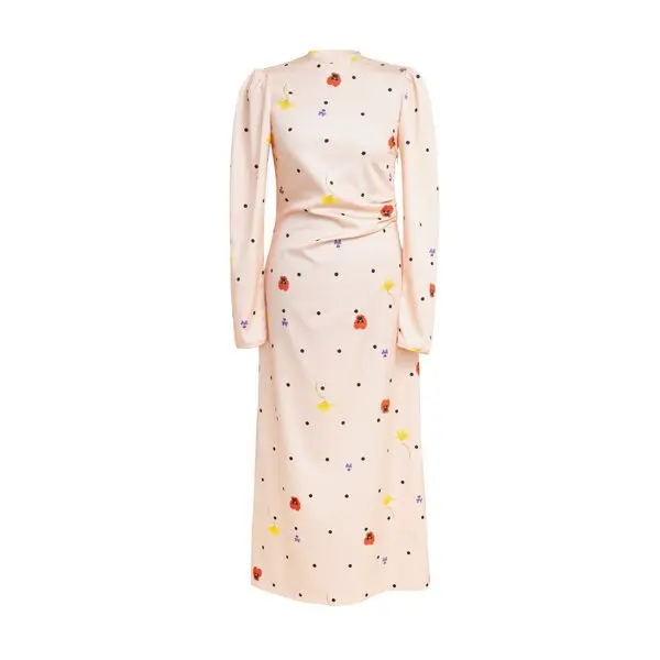 RAINSISTERS Long Sleeve Midi Dress: Peach Blossom - Pink