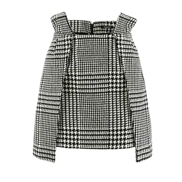 AVENUE N°29 Checked Wool Wrap Mini Skirt