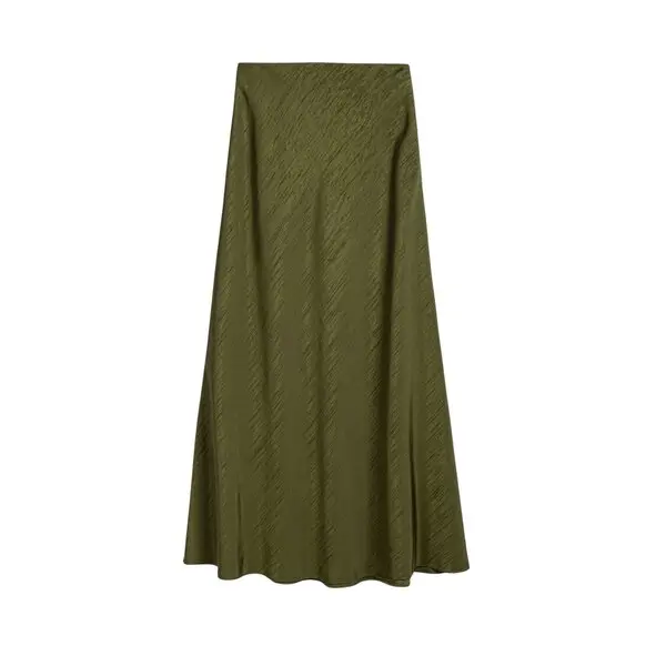 NOCTURNE Neutrals Khaki Flared Midi Skirt - Yellow