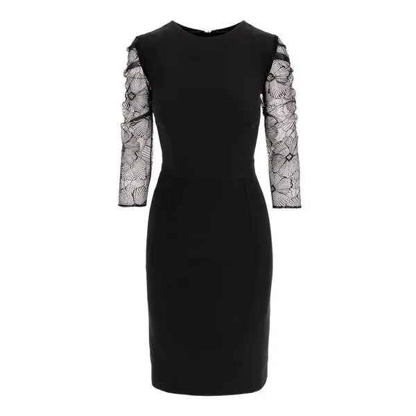 AVENUE N°29 Bodycon Midi Dress With Lace Sleeves