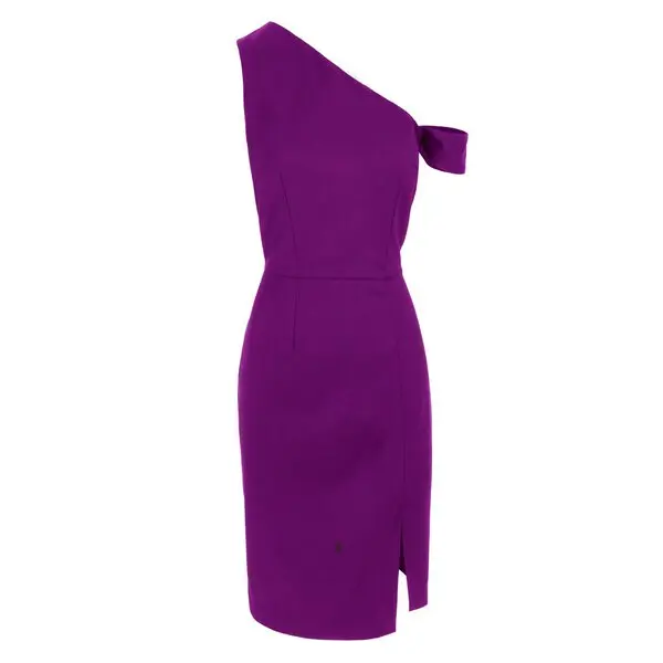 AVENUE N°29 Asymmetrical Neckline Bodycon Midi Dress