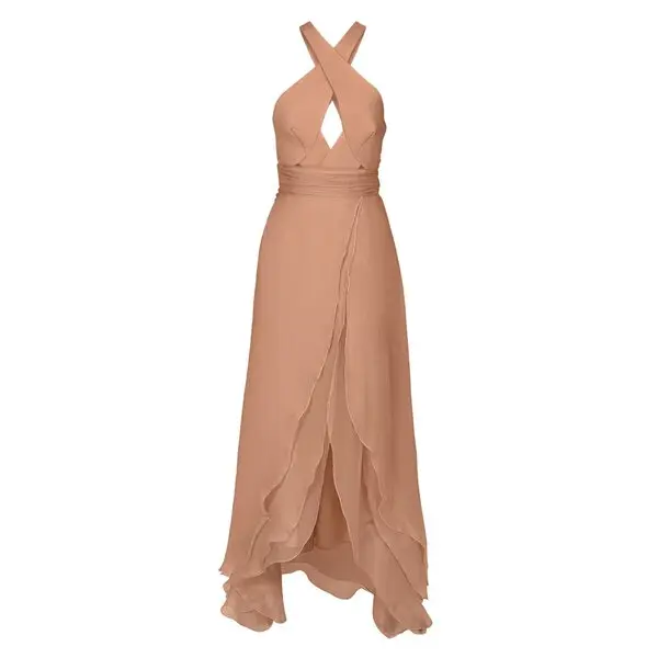 ANSE VICTORIN Tiara Silk Dress Nude - Black