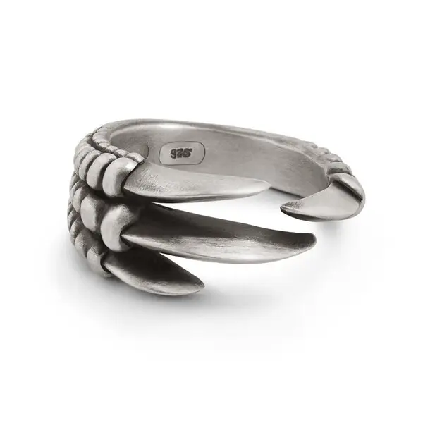 SNAKE BONES Eagle Claw Ring In Sterling - Silver