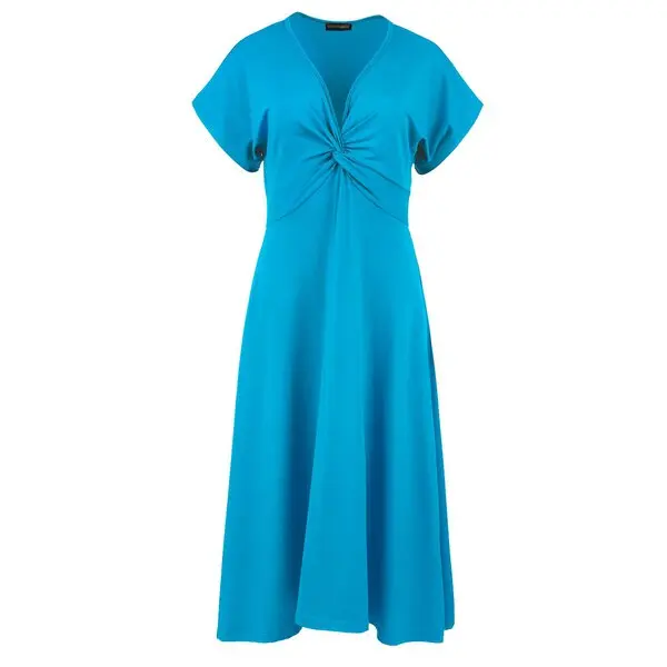 CONQUISTA Turquoise Knot Detail Midi Dress - Blue