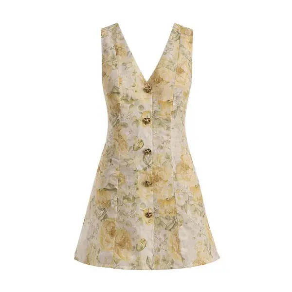 MAVLO Meadow Floral Linen Mini Dress