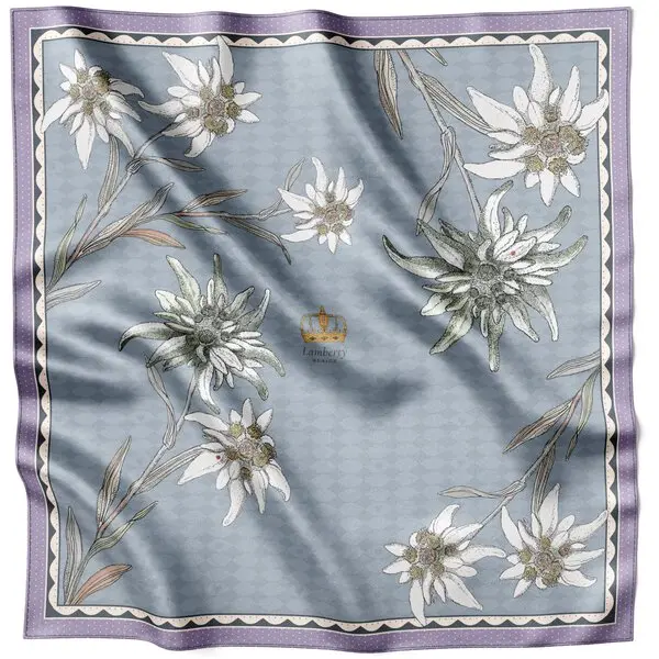 LAMBERTY MUNICH Edelweiss Alpenglow Midi Silk Scarf Ice