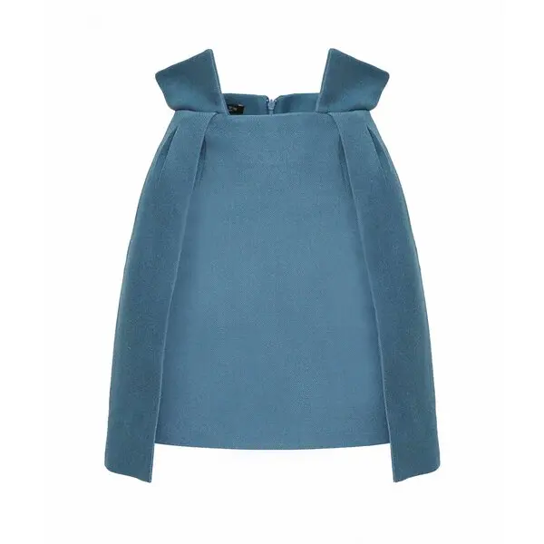 AVENUE N°29 Wool Blend Wrap Mini Skirt Teal