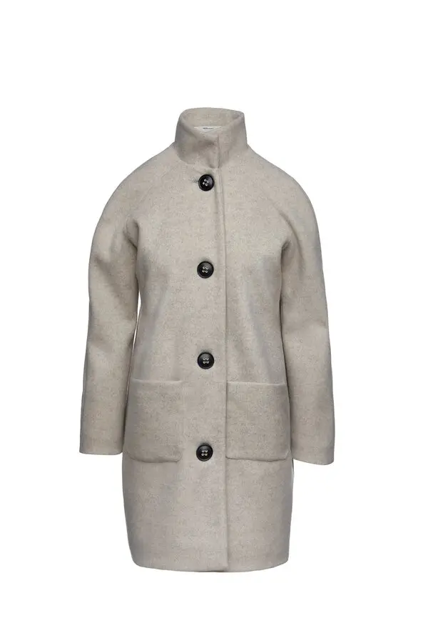 CONQUISTA Neutrals Mouflon Sand Colour Melange Coat Fashion - Beige/black