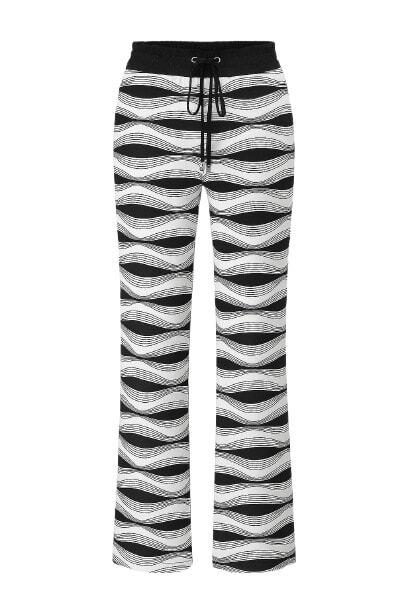 CONQUISTA Wide Pants In Stretch Print Fabric - Black