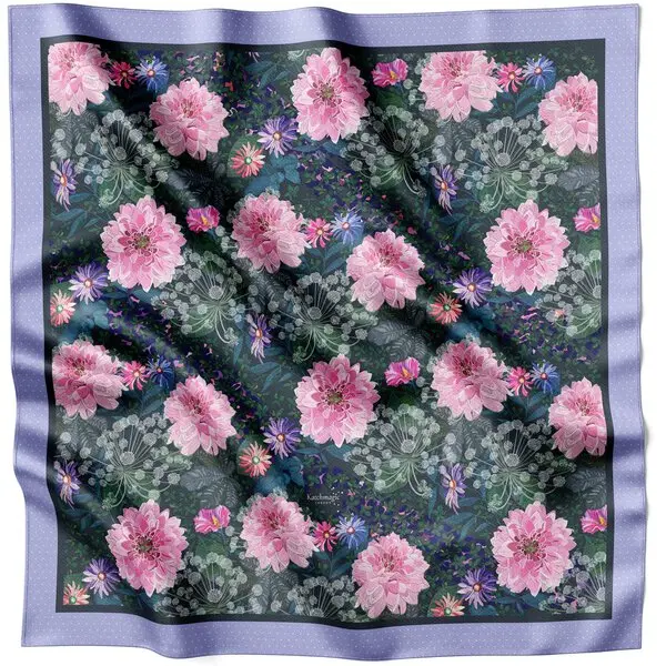 LAMBERTY MUNICH Flowers Of Regents Park Silk Scarf - Purple
