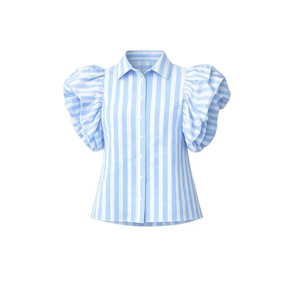 TANTRA SPAIN SL Striped Shirt With Puff Sleeves - Blue