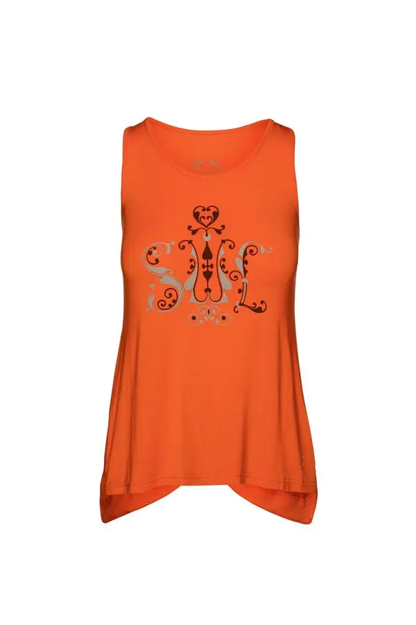 CONQUISTA Racer Back Print Top - Orange