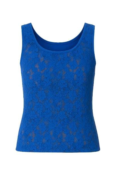 CONQUISTA Sleeveless Stretch Lace Top - Blue