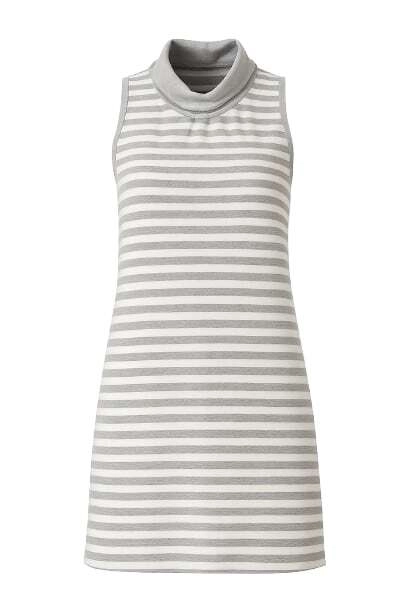 CONQUISTA Polo Neck Striped Dress