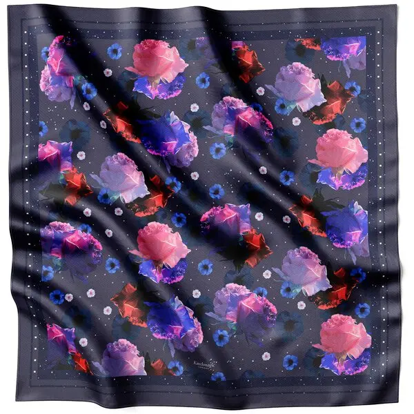 LAMBERTY MUNICH Roses & Luminaries Classic Silk Scarf