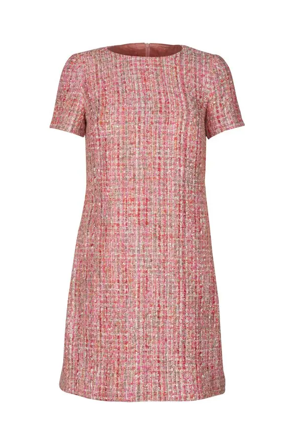 GINTA Gold / Rose Gold Pink Tweed Mini Dress - Gold/rose Gold