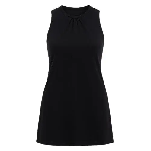 CONQUISTA Stripe & Sheer Detail Mini Dress - Black