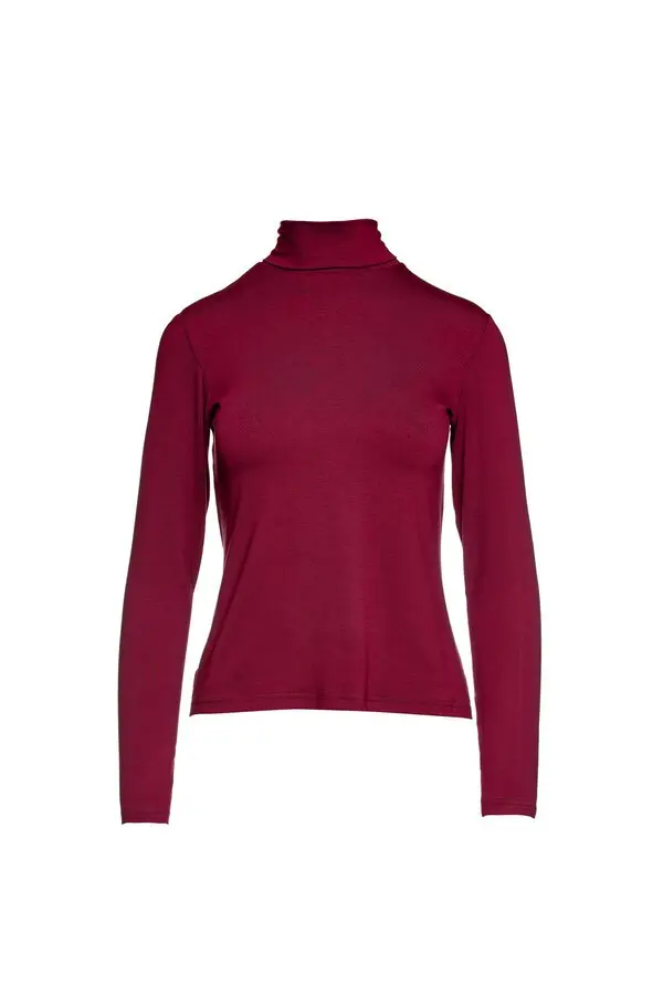 CONQUISTA Burgundy Turtle Neck Top By