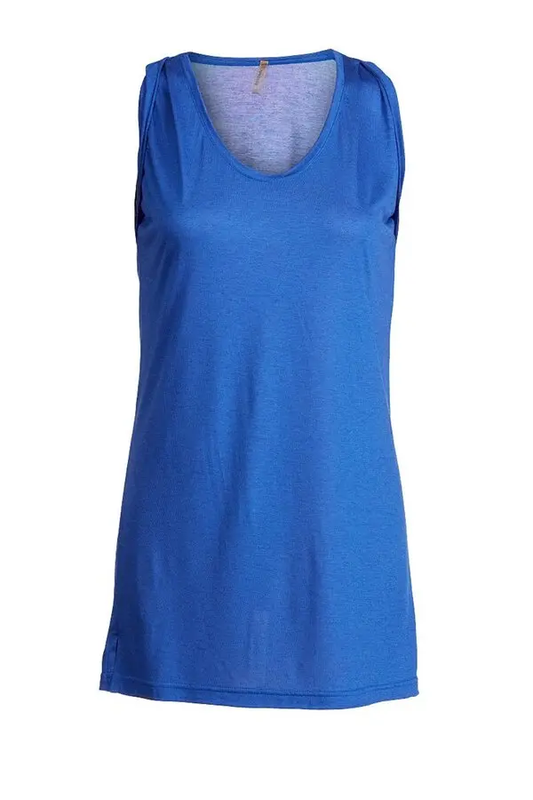 CONQUISTA Sleeveless Tunic With Pleat Detail - Blue