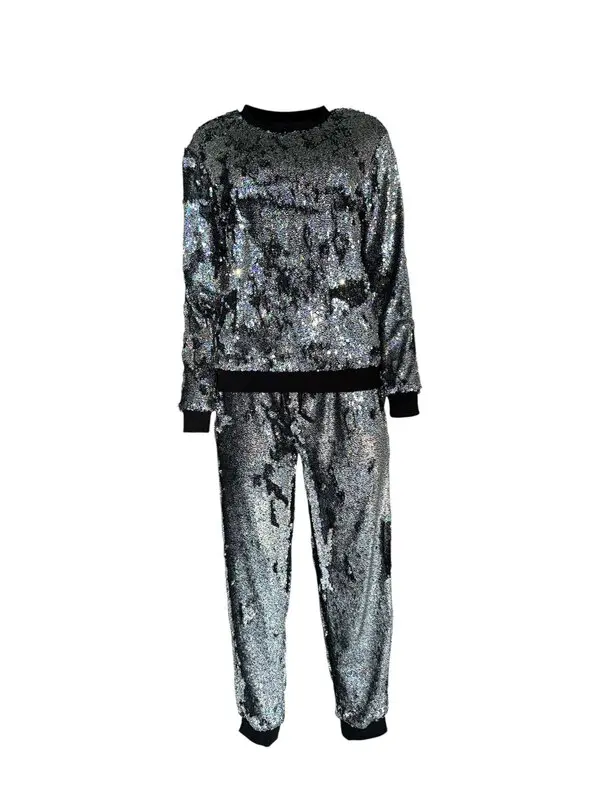 ANY OLD IRON Black / Silver Holographic Glitter Forever Sequin Joggers - Black/silver