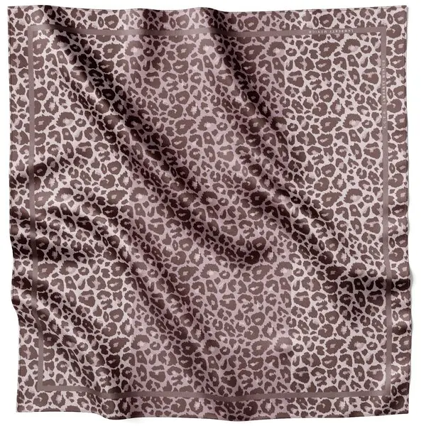 LAMBERTY MUNICH Leopard Savannah Taupe Midi Silk Scarf - Brown