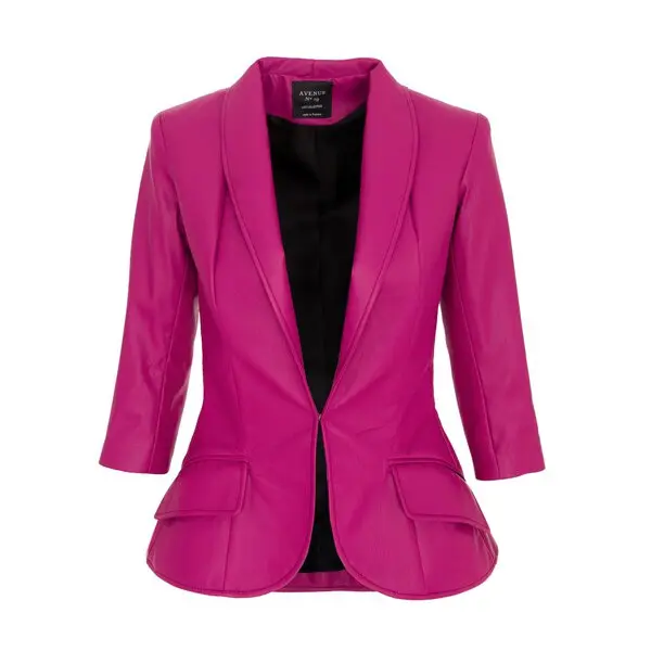 AVENUE N°29 Structured Eco Leather Blazer Fuchsia