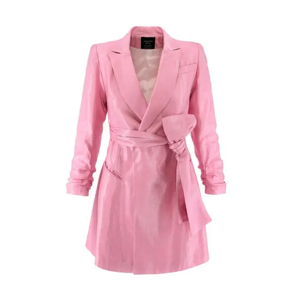 AVENUE N°29 Metallized Linen Blazer Dress With Bow & Purple - Pink