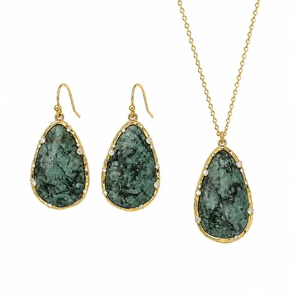 RARE MATTERS JEWELRY African Turquoise Teardrop Jewelry Set - Green