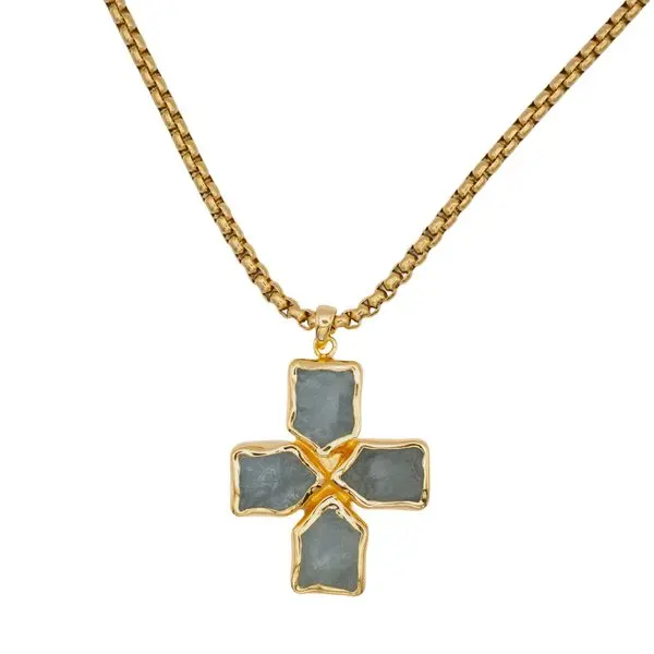 ISOLATED JEWELLERY Aquamarine Cross - Gold