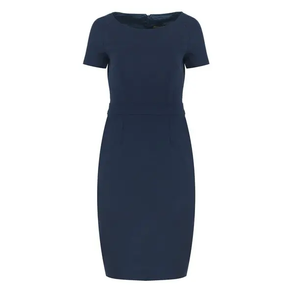 CONQUISTA Fitted Navy Cap Sleeve Dress Punto - Blue