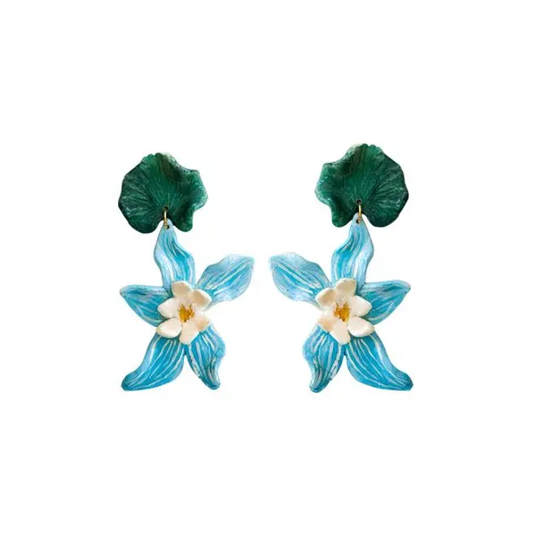 SUNSET MAGIC STUDIO Aquarelle Flower & Lily Pad Earrings