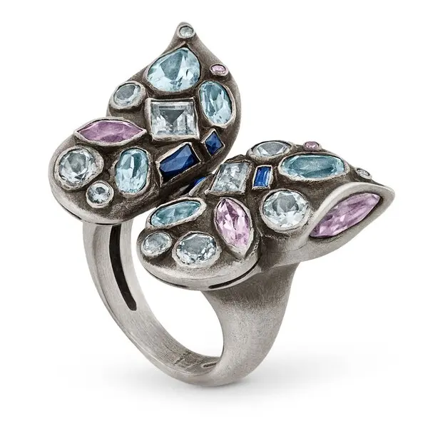 SNAKE BONES Butterfly Ring With Gemstones In Sterling