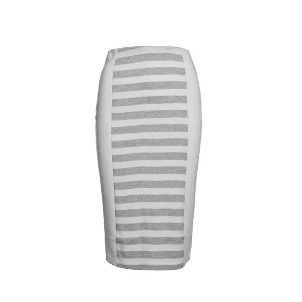 CONQUISTA Ecru & Striped Pencil Skirt - Grey